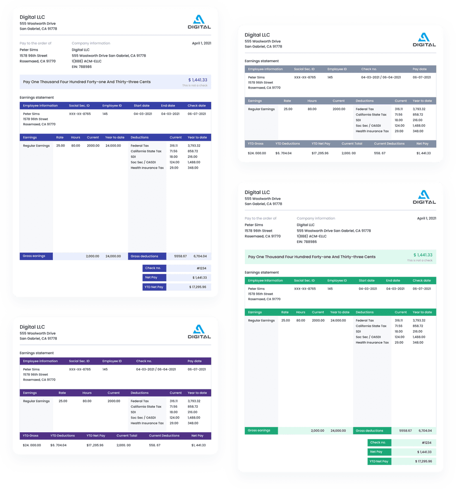 Washington Online Check Stub Generator | TheCheckStubs
